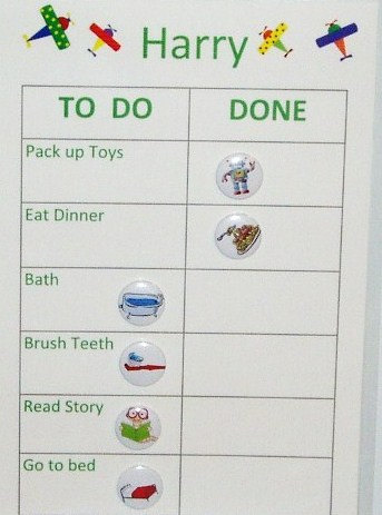Boys Bedtime Routine Rewards Chart With Magnets on Luulla